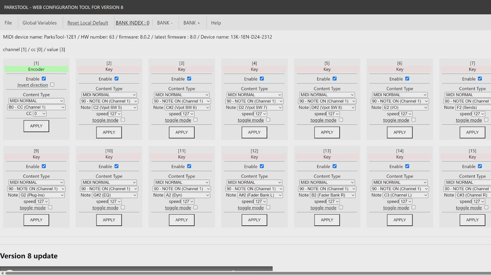 8ES - 8 Encoders with integrated switch MIDI Controller – ParksTool
